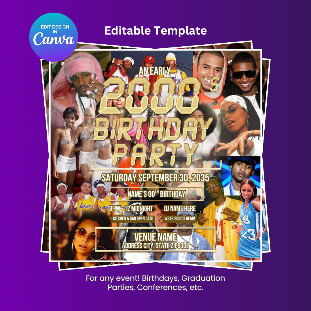 An Early 2000's Party Flyer Editable Canva Template – TFV Designs